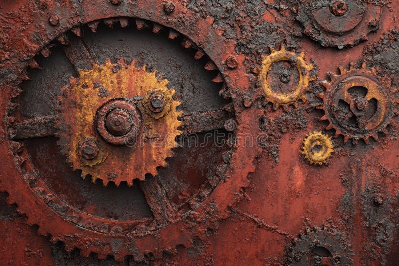Close-up of Interlocking Rusty Gears and Cogs, Showing Industrial Decay ...