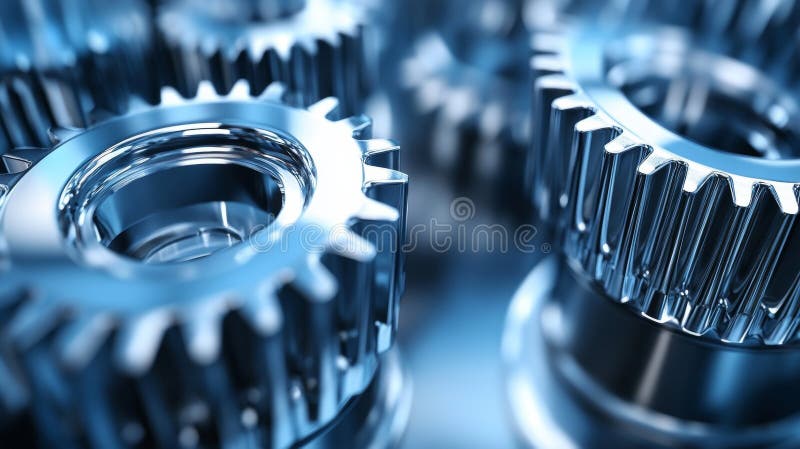Close-Up of Interlocking Shiny Metallic Gears Engineering, Precision ...