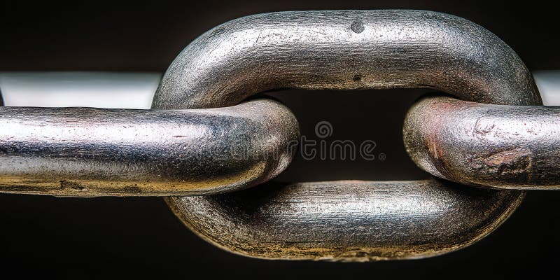 Close-Up of Interlocking Steel Chain with Reflections and Textures on ...
