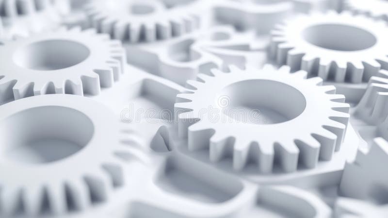 Interlocking White Gears Create a Seamless Pattern, Symbolizing ...