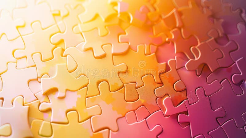 Close-up of Interlocking Yellow and Pink Puzzle Pieces. Concept of ...