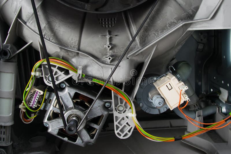 Close-up of the Internal Structure of the Washing Machine, the Engine ...