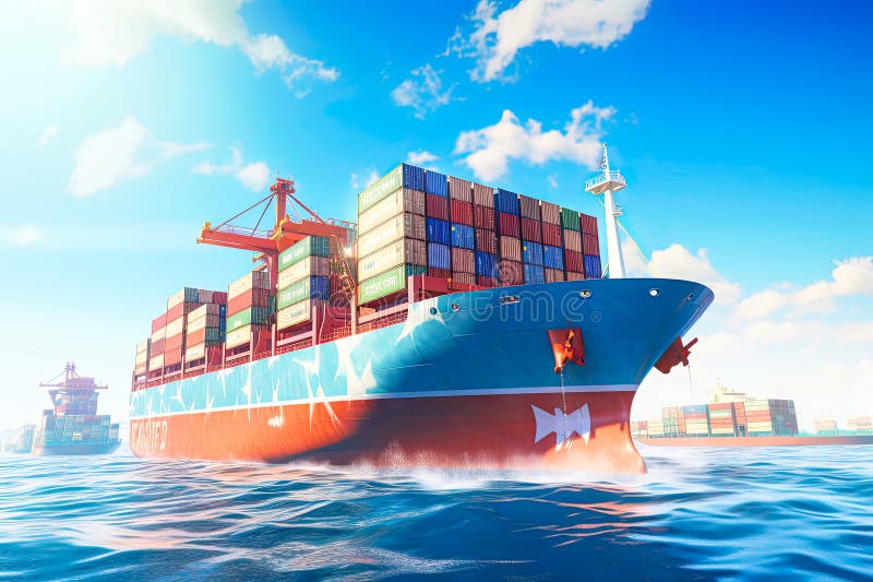 Close-up of International Container Cargo Ship Stock Photo - Image of ...