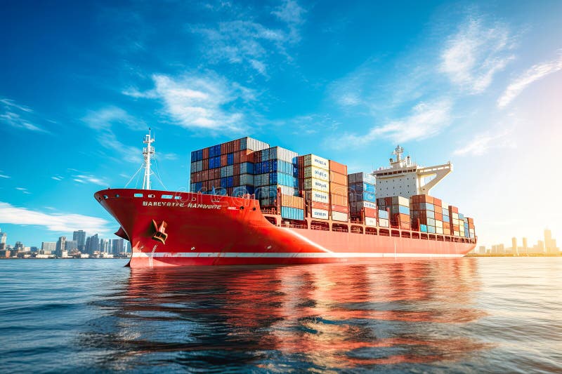 Close-up of International Container Cargo Ship Stock Photo - Image of ...