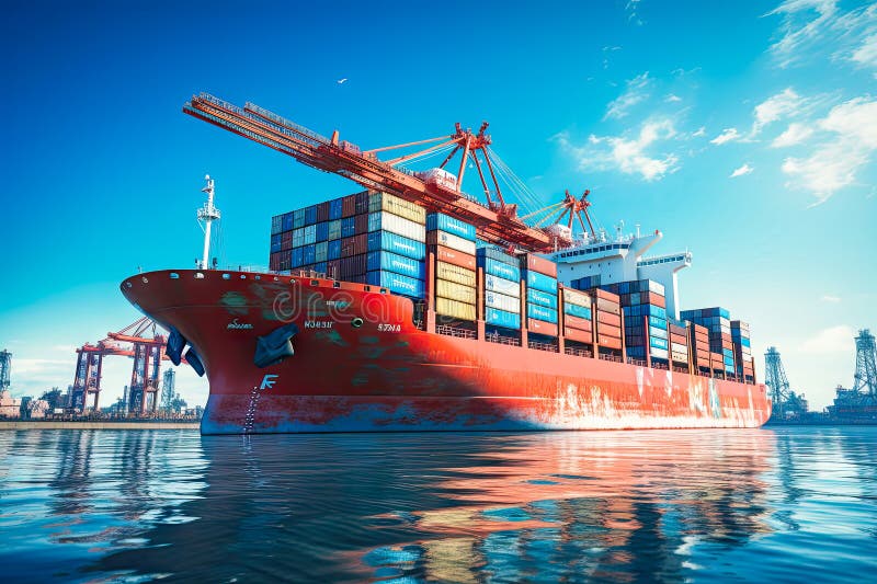 Close-up of International Container Cargo Ship Stock Photo - Image of ...