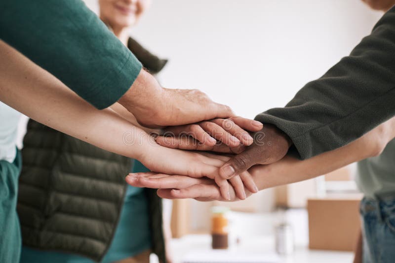 People Stacking Hands Close Up Stock Image - Image of donation, help ...