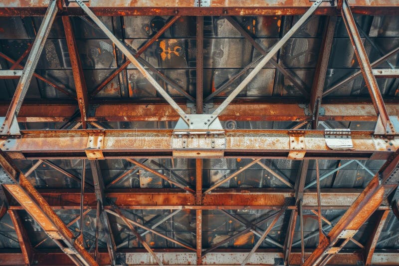 Close Up of Intersecting Metal Beams Covered in Rust, Metal Beams ...