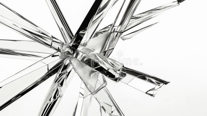 Close-up of Intersecting Shards of Broken Glass Against a White ...