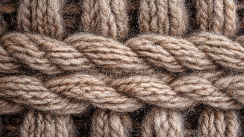 Close-up of Intertwined Brown Wool Yarn Threads Stock Illustration ...