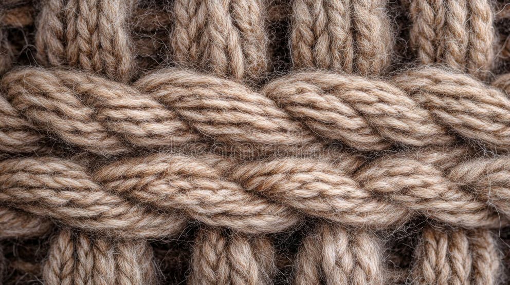 Close-up of Intertwined Brown Wool Yarn Threads Stock Illustration ...