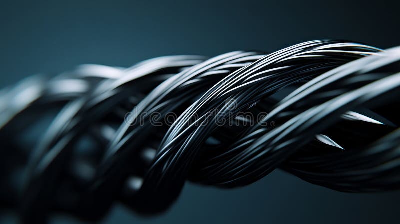 Close-Up of Intertwined Metallic Cables with a Dark Background Stock ...