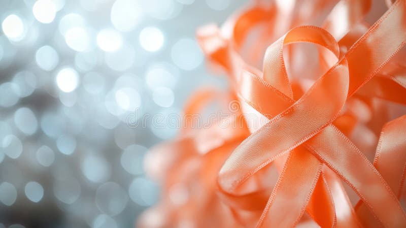 Close-up of Intertwined Orange Ribbons Against a Sparkling Background ...