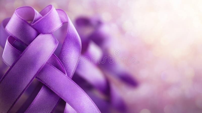 Close Up of Intertwined Purple Glitter Ribbons on Soft Background Stock ...