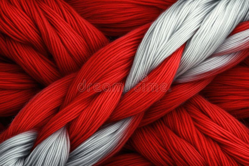 Close-up of Intertwined Red and Gray Yarn Showing Texture and Pattern ...