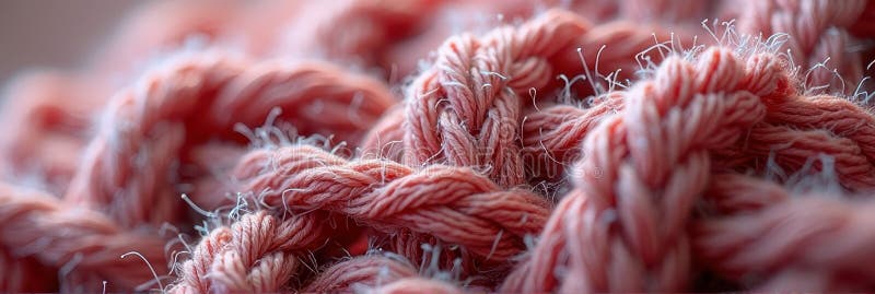 Close-up of Intertwined Red Ropes Showing Detailed Texture and Fibers ...