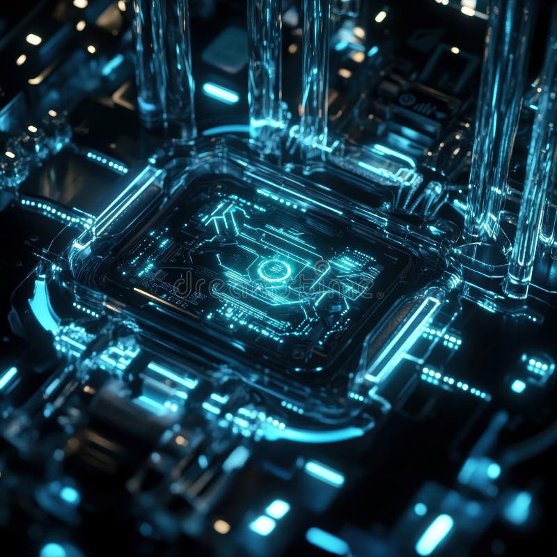 Close-up of Intricate Circuit Board, Central Focus on Processor Chip ...