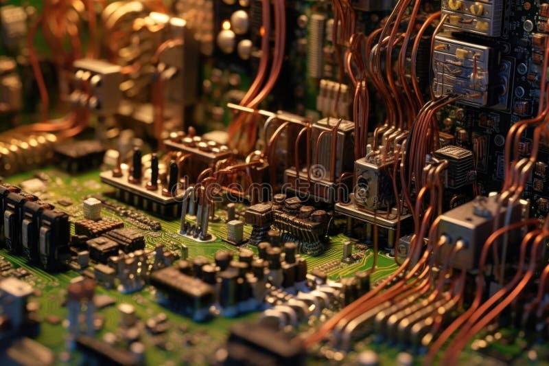 Close-up of Intricate Circuit Board Connections and Wires Stock Photo ...