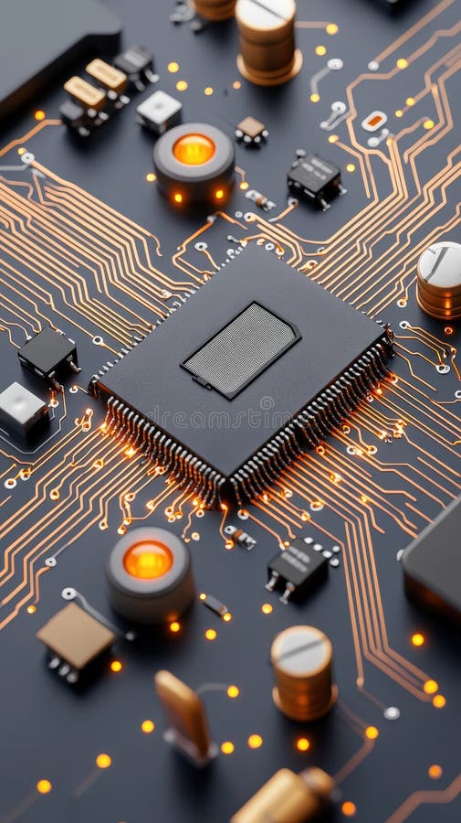 Close-Up of Intricate Circuit Board with Intertwining Patterns Stock ...