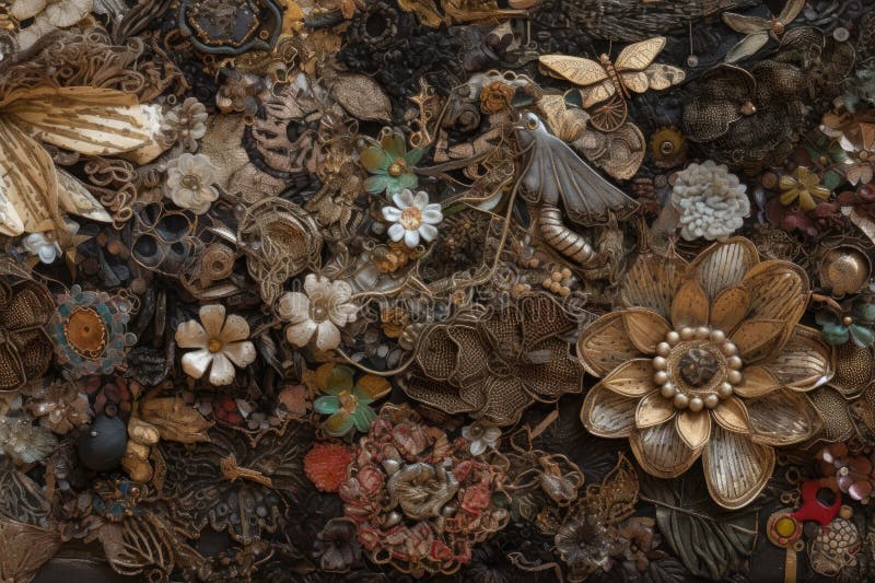 Close-up of Intricate Collage Made from Diverse Materials and Textures ...