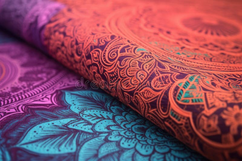 Close-up of Intricate and Colorful Yoga Mat Pattern Stock Illustration ...