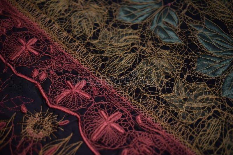 Close-up of Intricate Fabric Pattern, with the Stitches Visible Stock ...