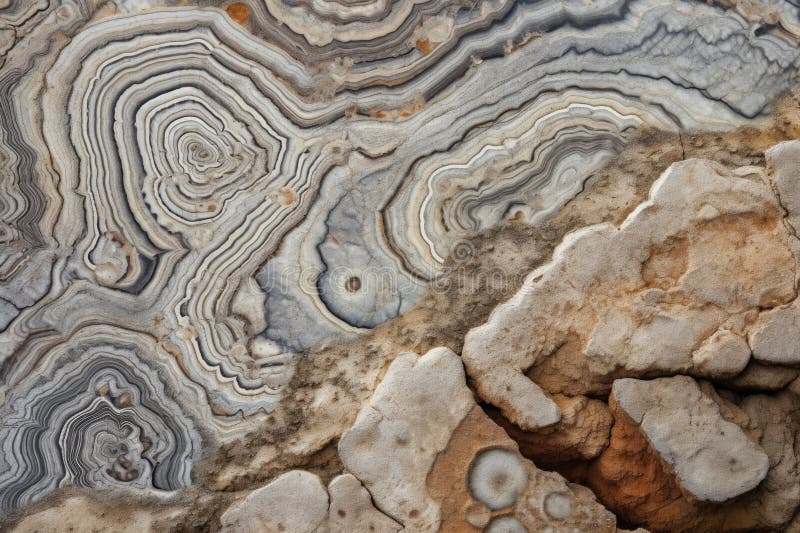 Close-up of Intricate Fossil Patterns in Sedimentary Rock Stock Photo ...
