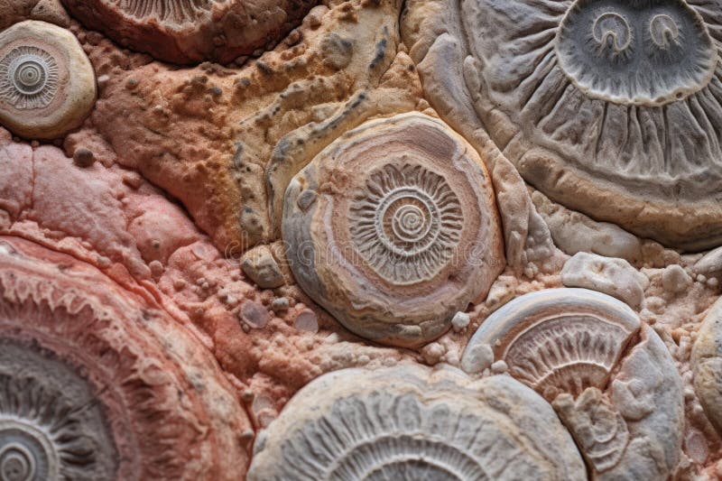 Close-up of Intricate Fossil Patterns in Sedimentary Rock Stock Photo ...
