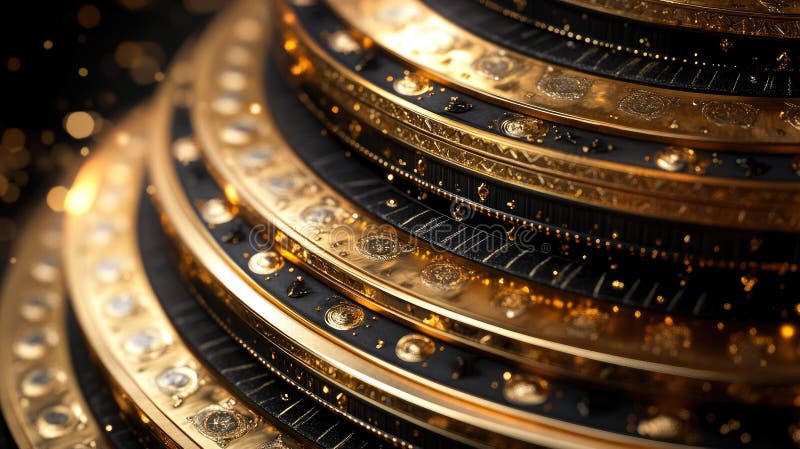 Close-up of Intricate Gold and Black Circular Mechanism Stock ...