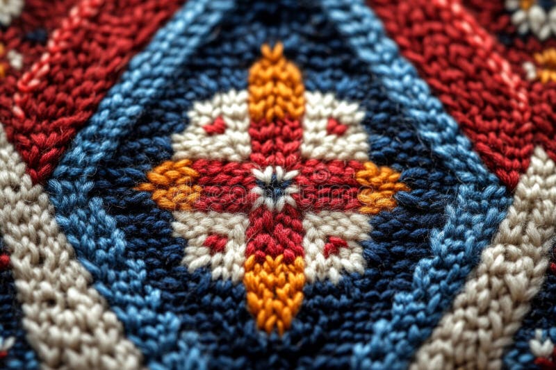 Close-up of Intricate Knitting Patterns Showcasing Vibrant Colors and ...