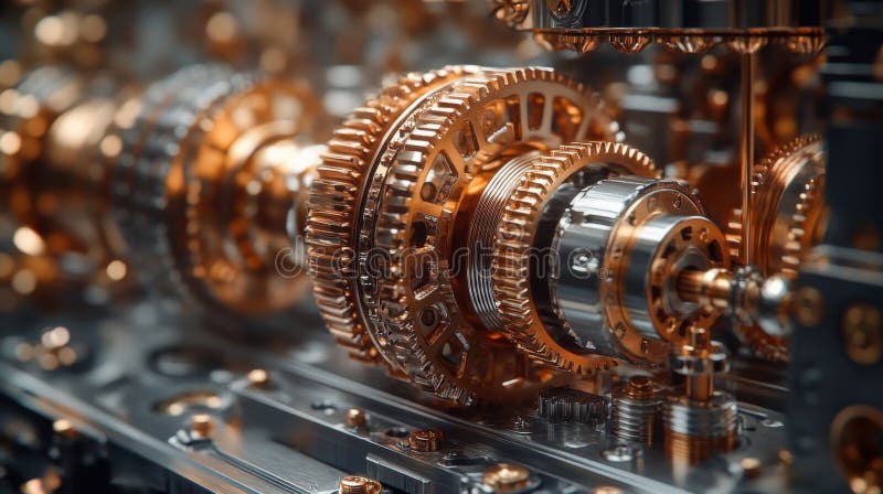 Close-up of Intricate Mechanical Gears in Motion - Industrial ...