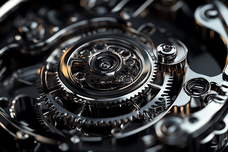 Close-up of Intricate Metallic Gears and Clockwork Mechanism Stock ...