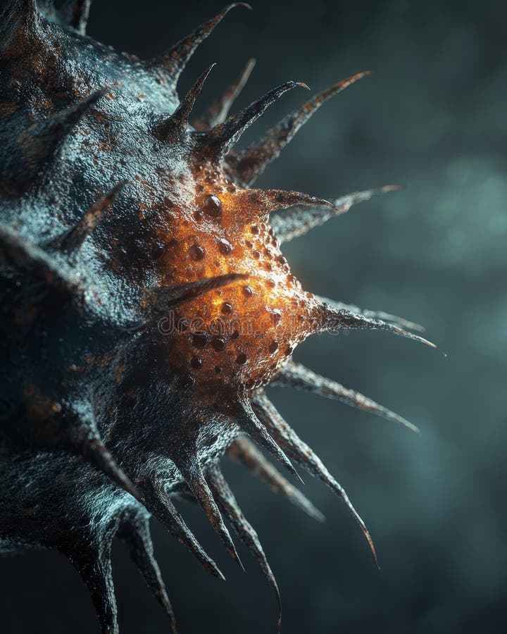 Close-Up of Intricate Microbial Structure with Spiny Projections ...