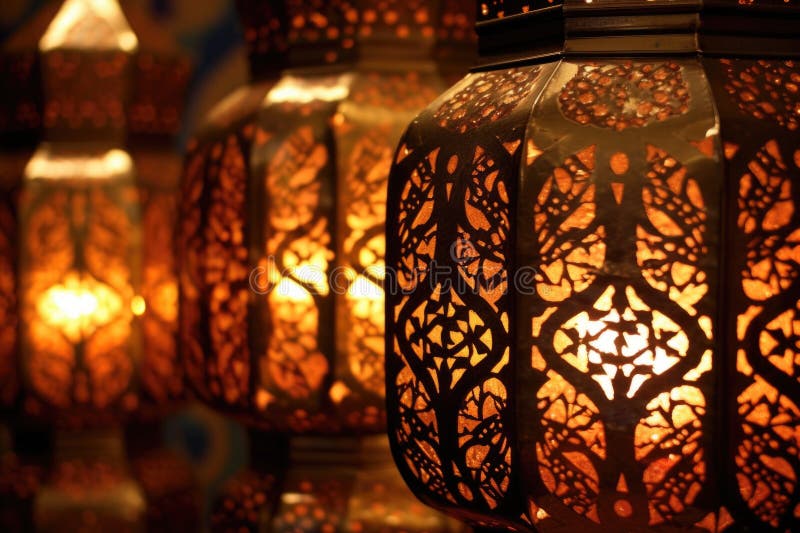 Close-up of Intricate Moroccan Lantern Patterns Stock Image - Image of ...