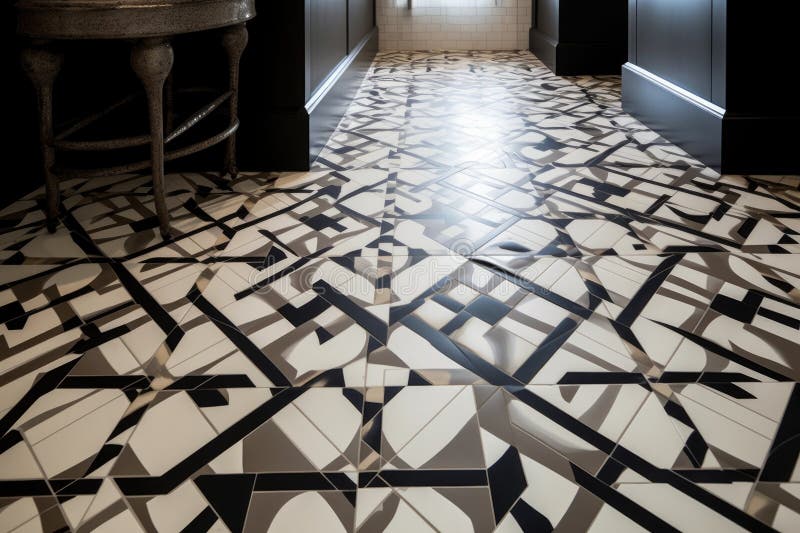 Close-up of Intricate Mosaic Tile Floor Pattern in Sleek Modern Home ...