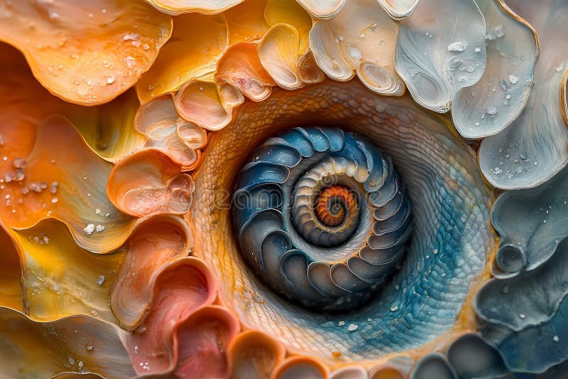 A Close-up of the Intricate Patterns Inside an Oceanic Nautilus Shell ...