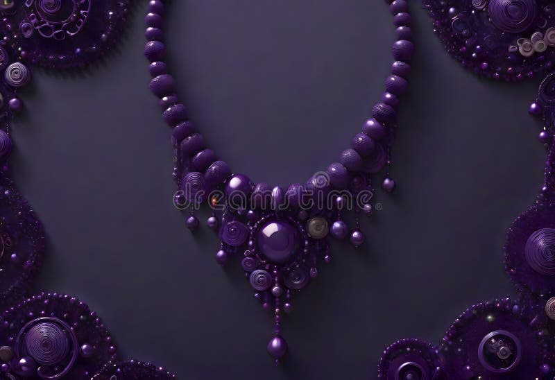 Close Up of an Intricate Purple Beaded Necklace with Various Sizes of ...
