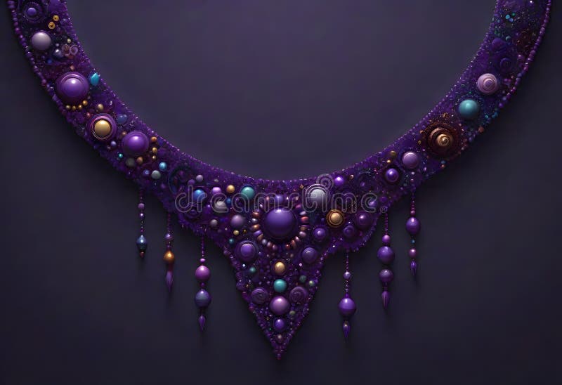Close Up of an Intricate Purple Beaded Necklace with Various Sizes of ...