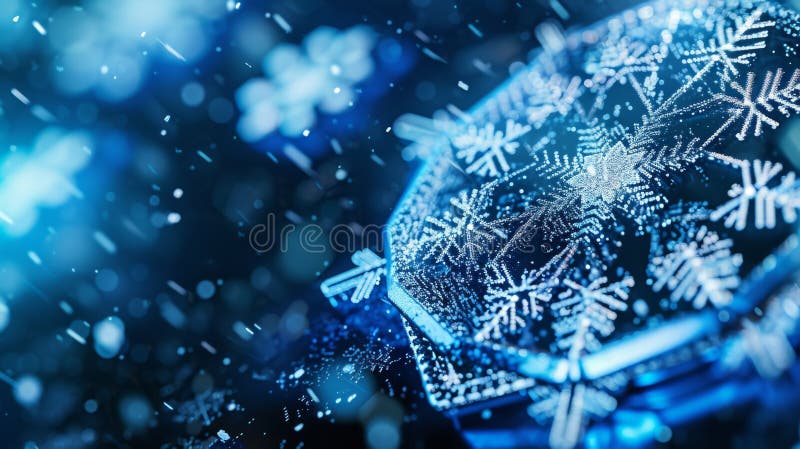 Close-up of Intricate Snowflake-shaped Microchip in Snowfall Stock ...