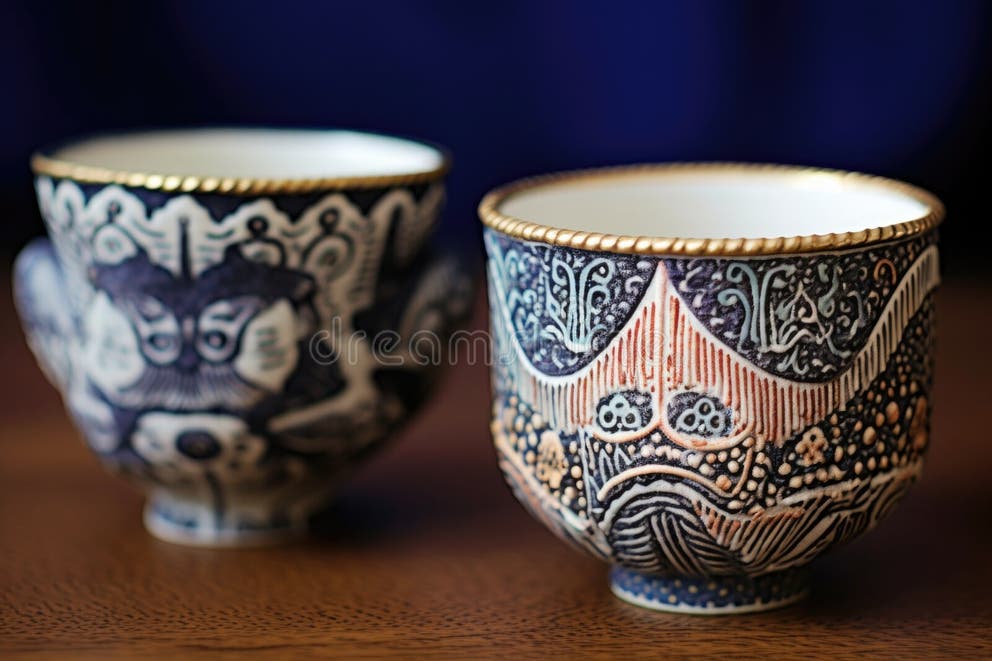 Close-up of Intricate Teacup Patterns and Designs Stock Illustration ...
