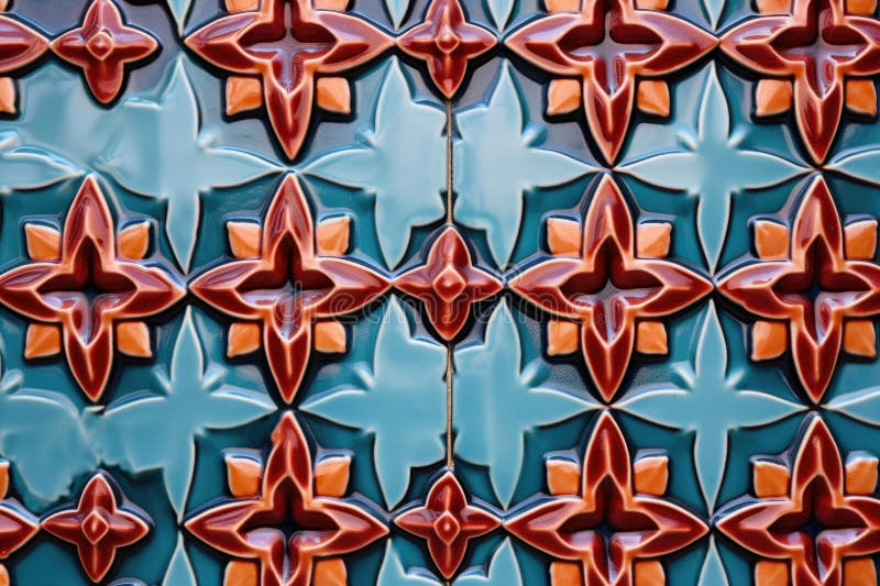 Close-up of an Intricate Tile Pattern on a Spanish Revival Structure ...
