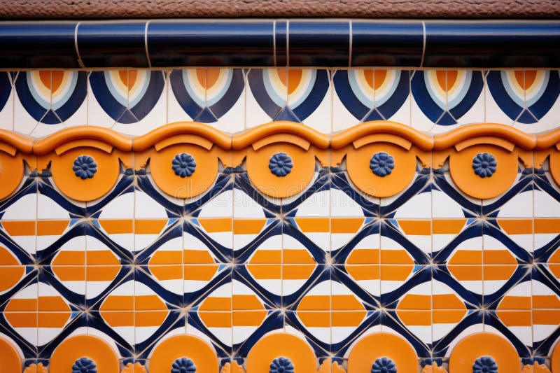 Close-up of an Intricate Tile Pattern on a Spanish Revival Structure ...
