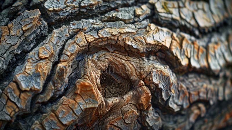 Close-up of Intricate Tree Bark Texture in a Forest during Late ...