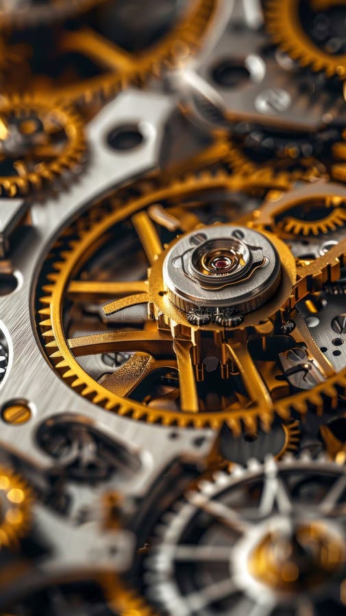 Close-up of Intricate Watch Gears in Gold and Silver Stock Photo ...