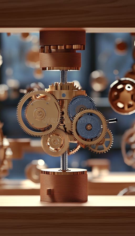 Close-up of Intricate Wooden Gear System, Concept Mechanics ...