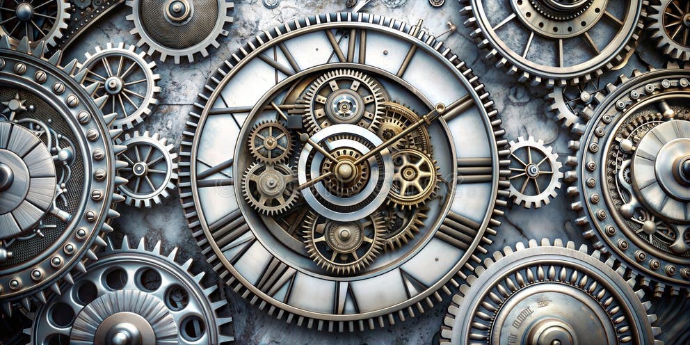 A Close-up of Intricately Designed Clock Faces and Interlocking Gears ...