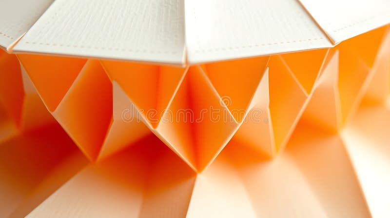 Close-up of an Intricately Folded Orange and White Paper Structure ...