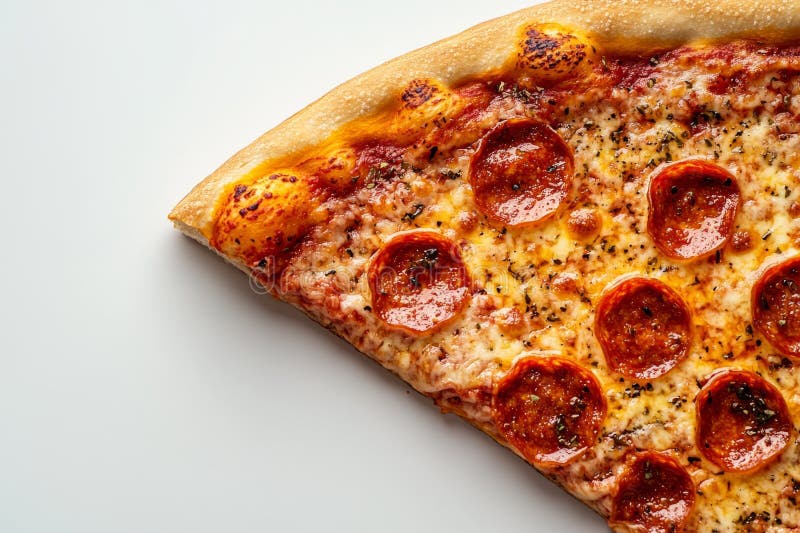 Close-up of Inviting Pepperoni Pizza Slice Showcasing Melted Cheese and Spices, Resting on a ...