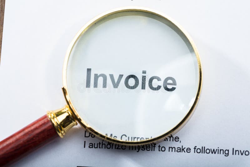 Magnifying Glass on Invoice Stock Photo - Image of form, employee ...