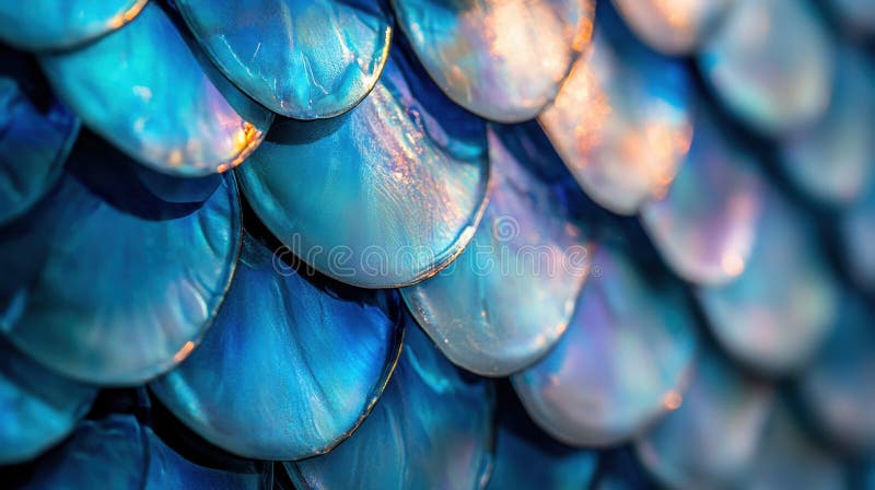 Close Up of Iridescent Blue Scales, Abstract Background Texture Stock ...