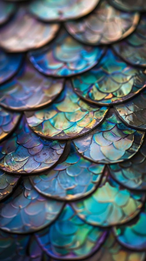 Close-up of Iridescent Fish Scales Stock Photo - Image of creature ...